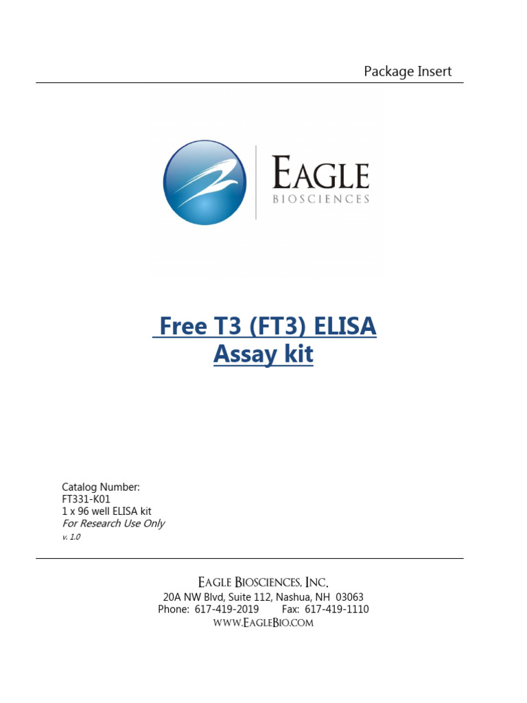 Ft331-k01 Free t3 Elisa Assay Kit | PDF | Elisa