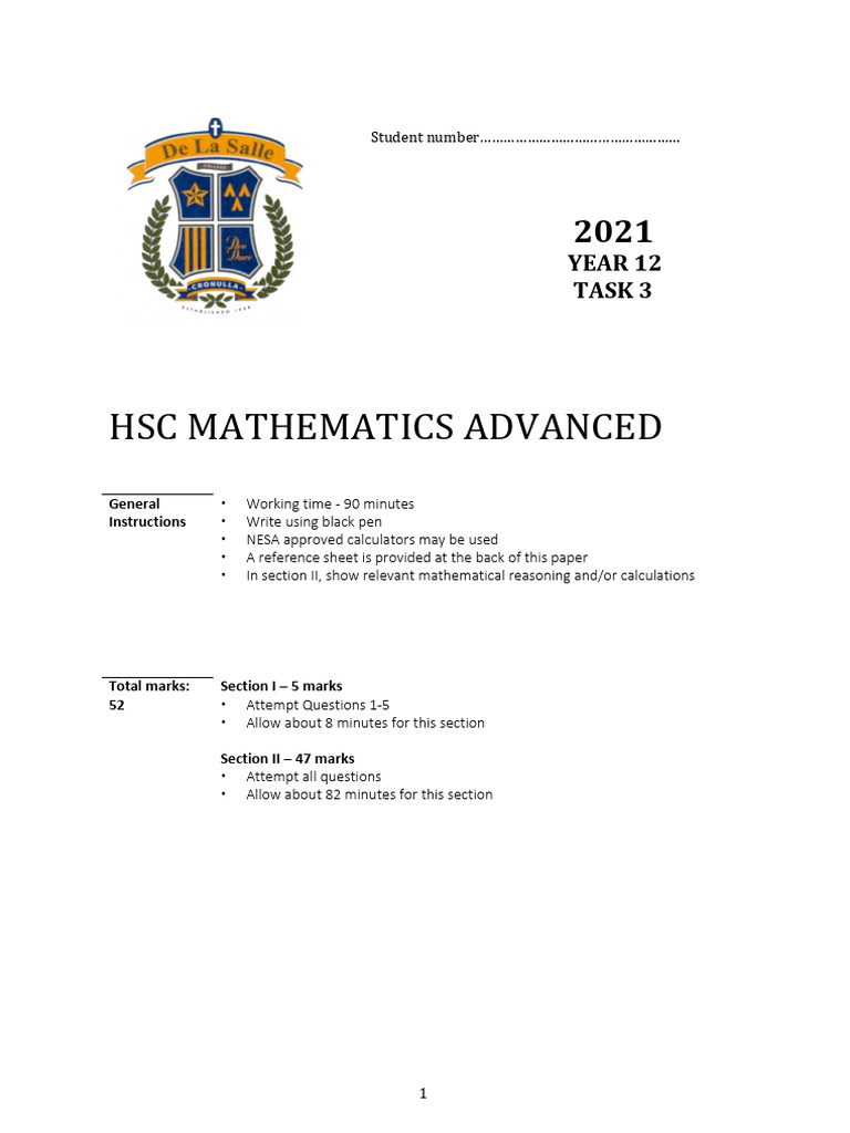 2021 Yr 12 ADV Exam | PDF | Function (Mathematics) | Equations