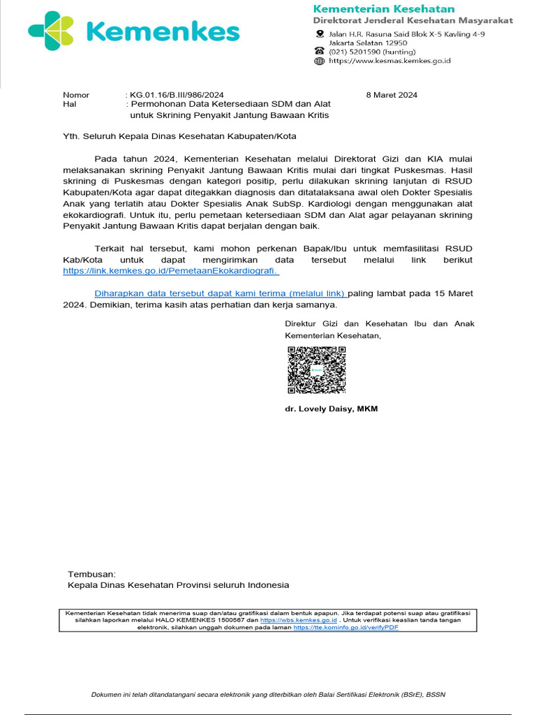 Permohonan Data SDM Skrining Jantung | PDF