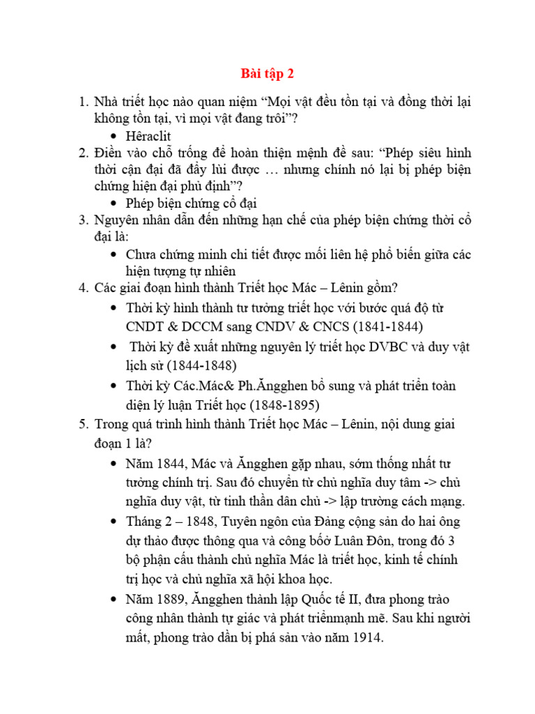 TRIẾT HỌC - BT2 | PDF