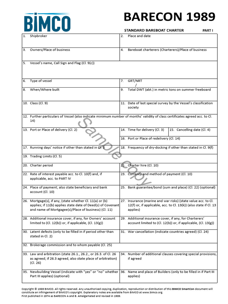 Sample Copy BARECON 89 | PDF | Insurance | Copyright
