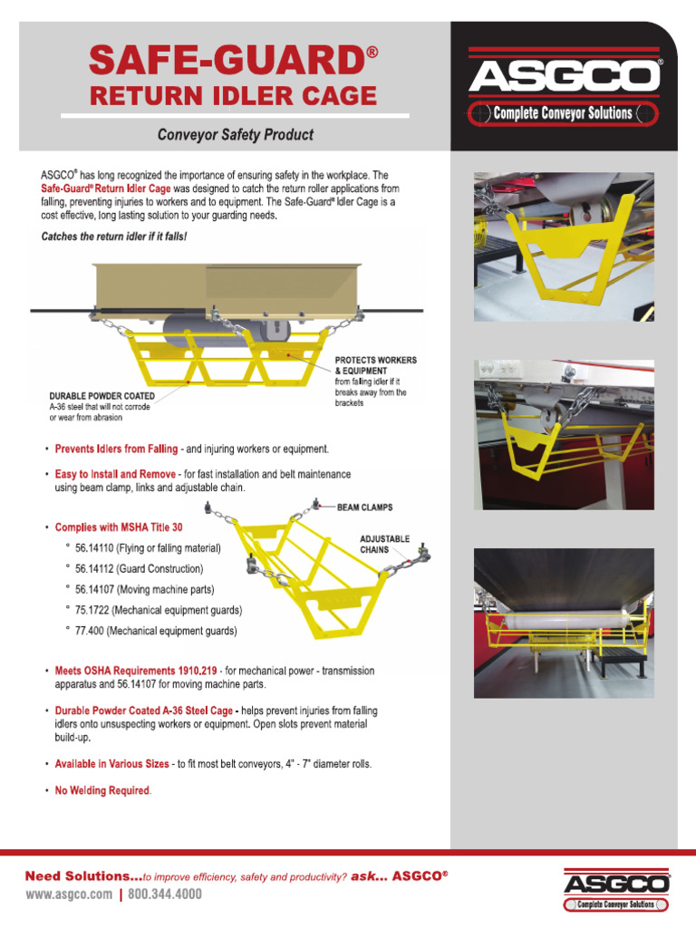 SG Return Idler Cage Technical Data Sheet | PDF