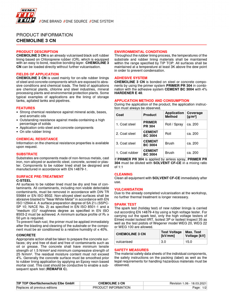 CHEMOLINE-3-CN (Pressure Part) | PDF | Concrete | Natural Rubber
