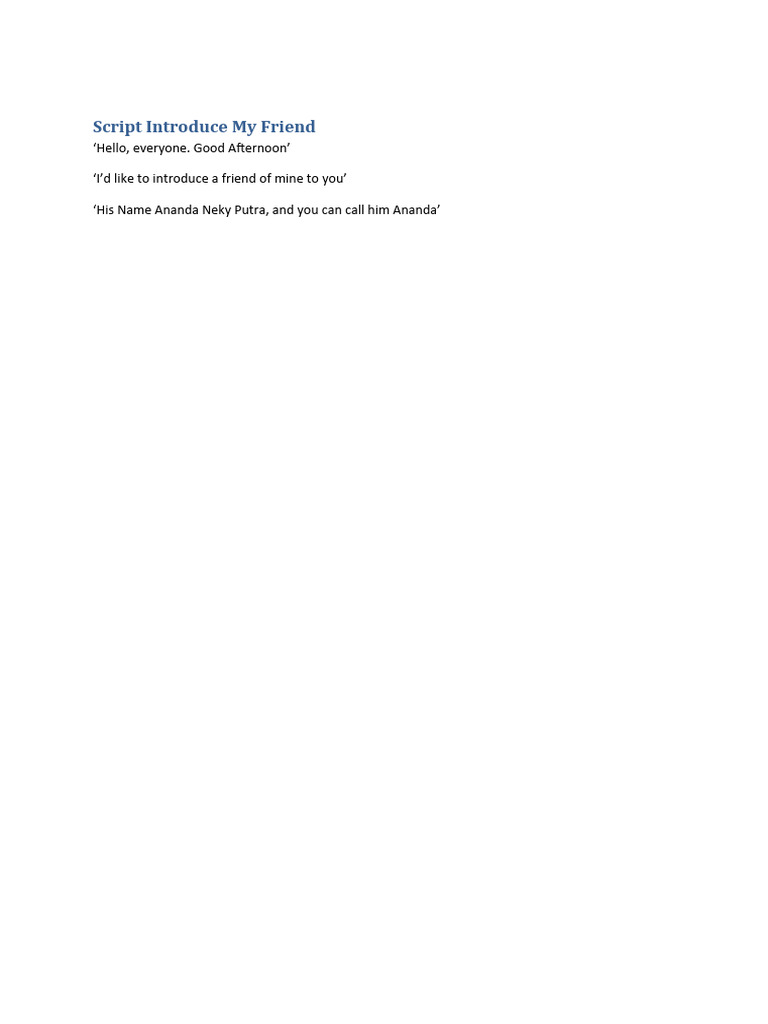 Script Introduce My Friend | PDF