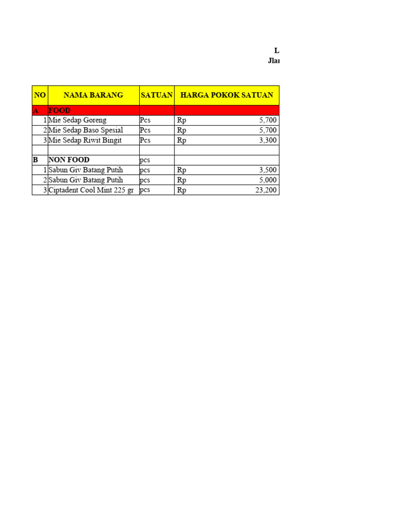 Contoh Excel Laporan Magang SMK | PDF