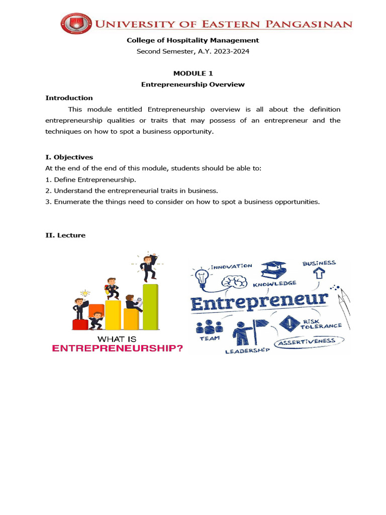 Prelim Module | PDF | Entrepreneurship | Organizational Structure