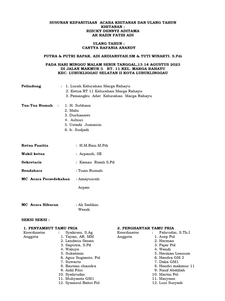 Susunan Kepanitiaan | PDF