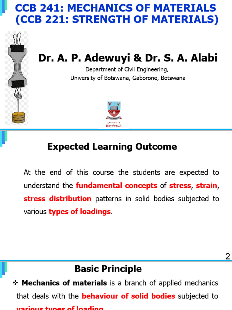 Lecture 1 | PDF | Deformation (Engineering) | Stress (Mechanics)