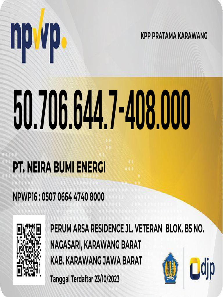 NPWP PT NEIRA BUMI ENERGI | PDF