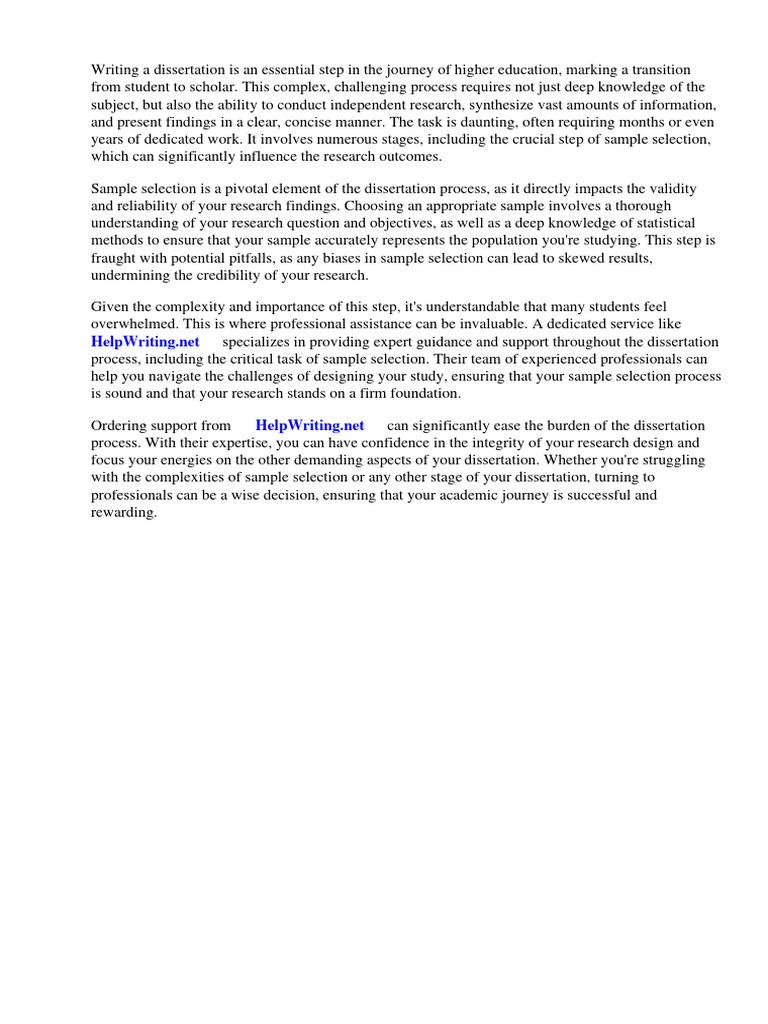 Dissertation Sample Selection | PDF | Thesis | Essays