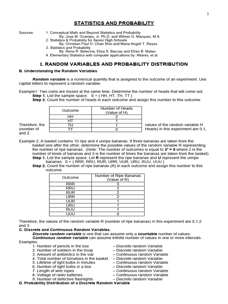 Notes-No.-2-RANDOM-VARIABLES-PROBABILITY-DISTRIBUTION | PDF ...