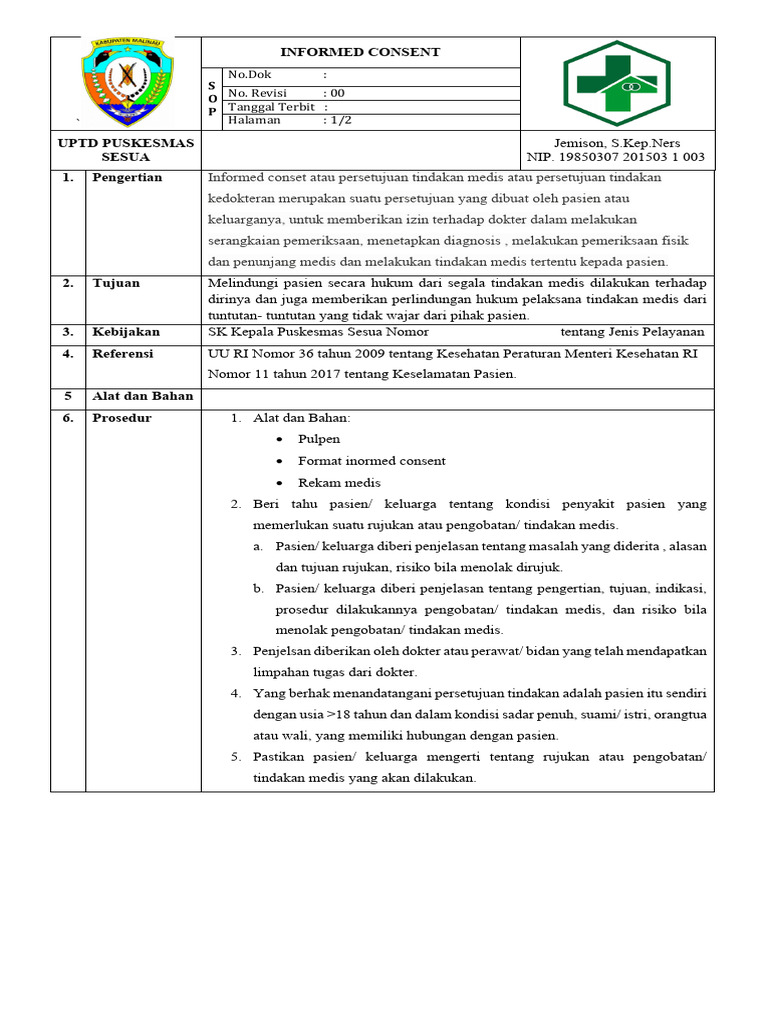 Sop Informed Consent | PDF | Pengembangan Diri