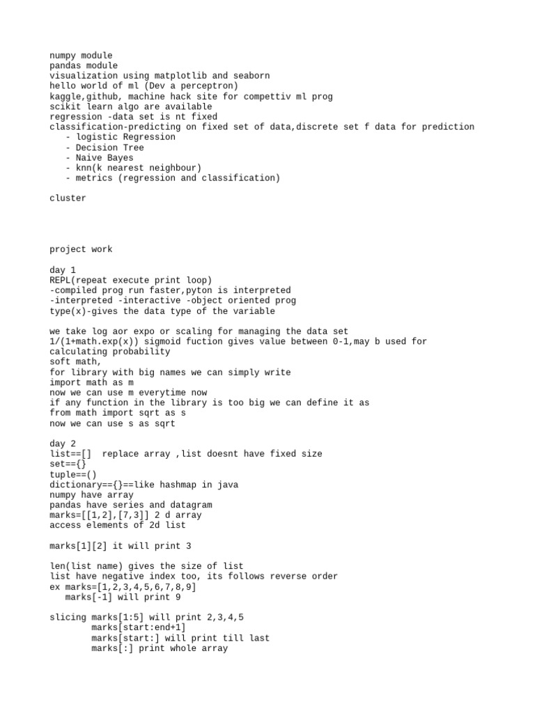 Numpy Module Pdf Regression Analysis Statistical Classification 