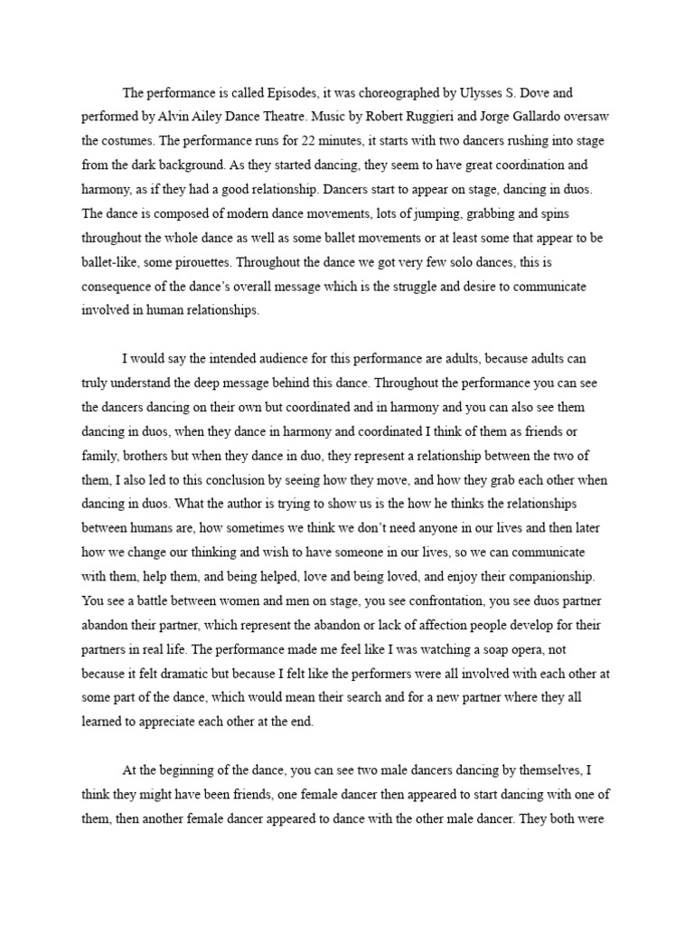 Episodes Analysis | PDF | Dances | Choreography