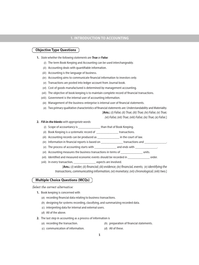 Accounting Basics: True/False & MCQs | PDF | Debits And Credits | Expense