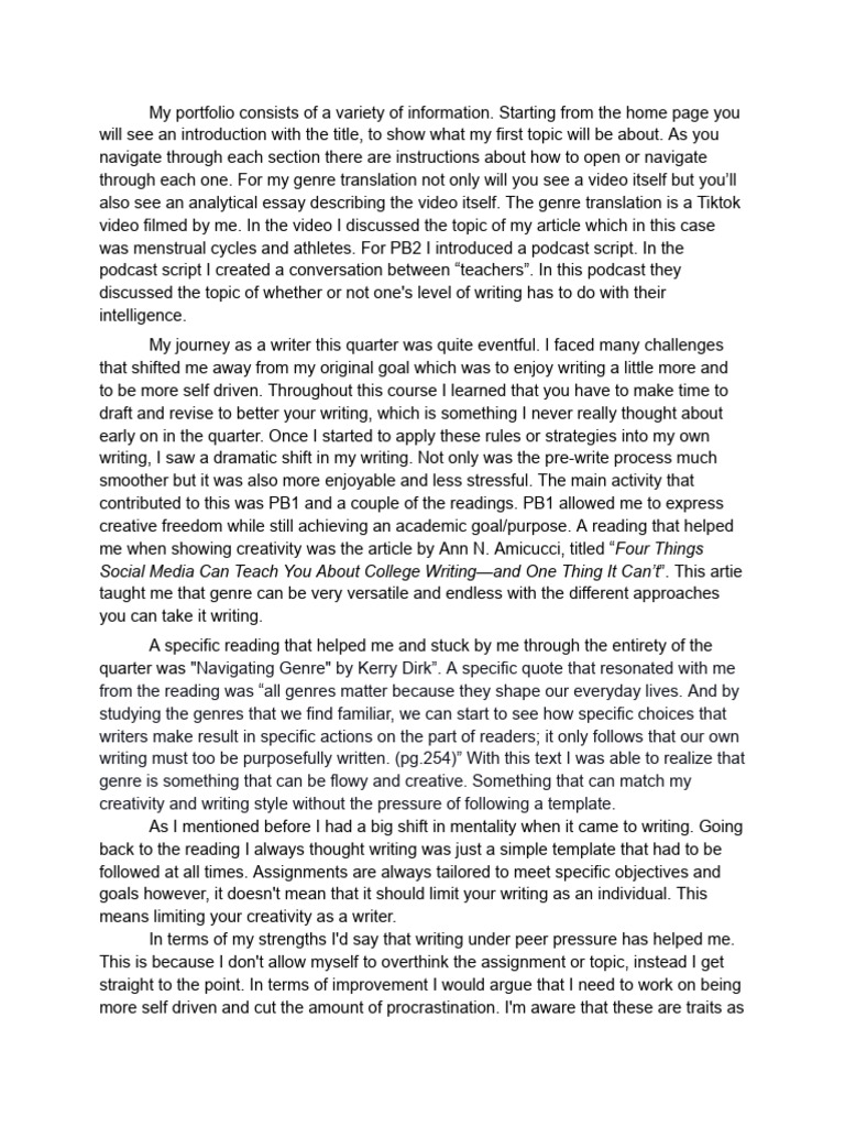 Reflection Pdf Creativity Writing