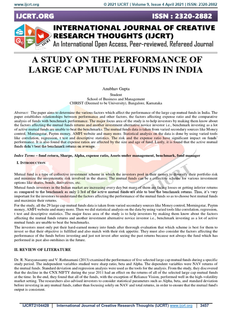 Large Cap Mutual Funds in India | PDF | Coefficient Of Determination ...