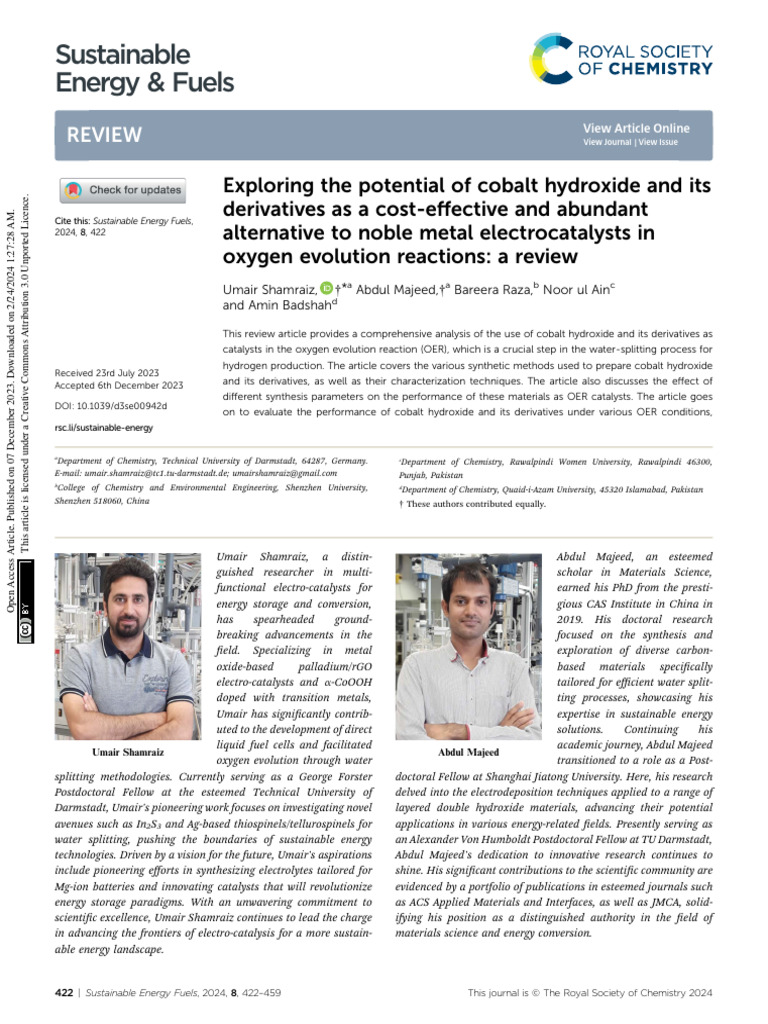 Exploring The Potential of Cobalt Hydroxide and It | PDF | Catalysis ...