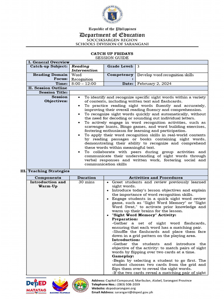 READING (INTERVENTION) CUF-SG (AutoRecovered) | PDF