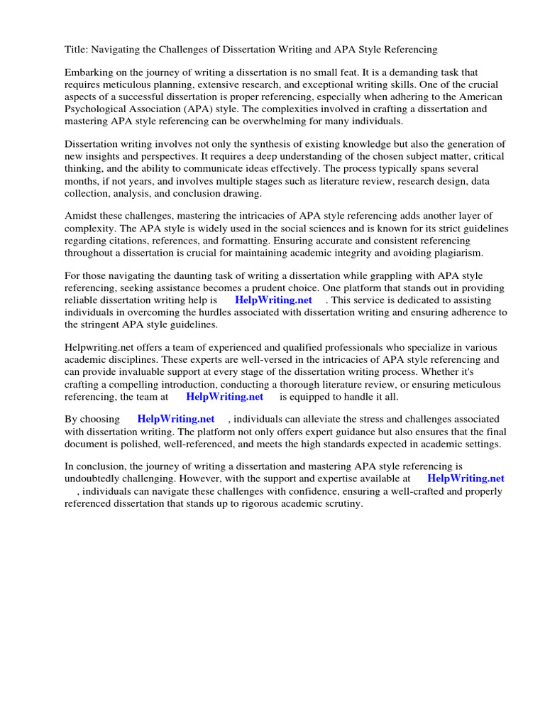 How To Reference A Dissertation Apa Style | PDF | Apa Style | Citation