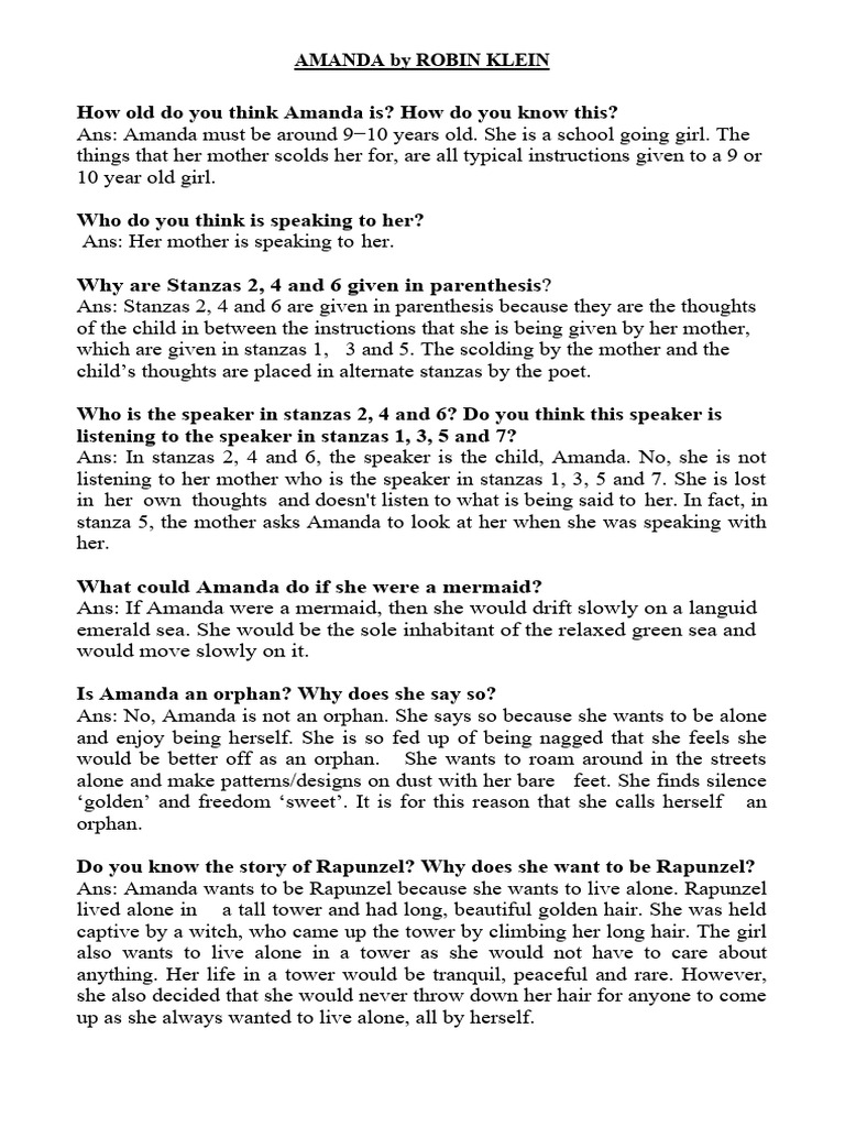 Amanda 2 | Download Free PDF | Rapunzel | Poetry