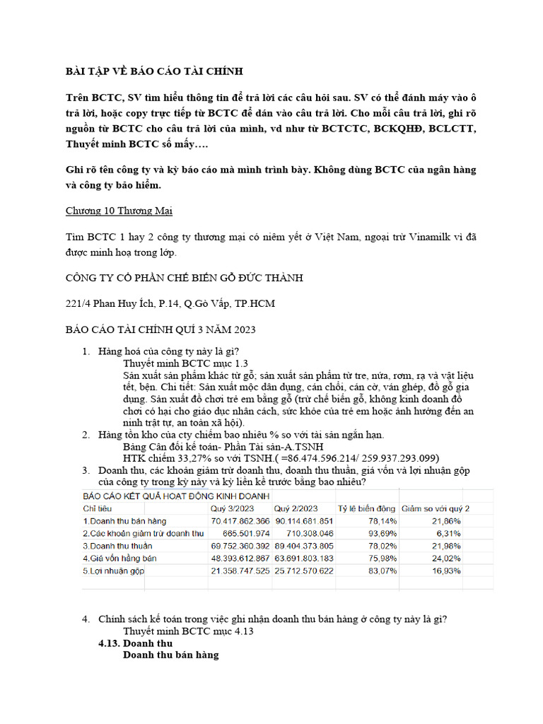 BT Ca Nhan BCTC | PDF