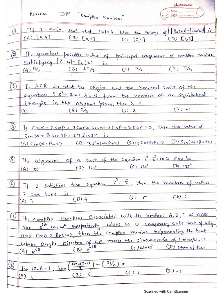 Complex Numbers Final DPP | PDF