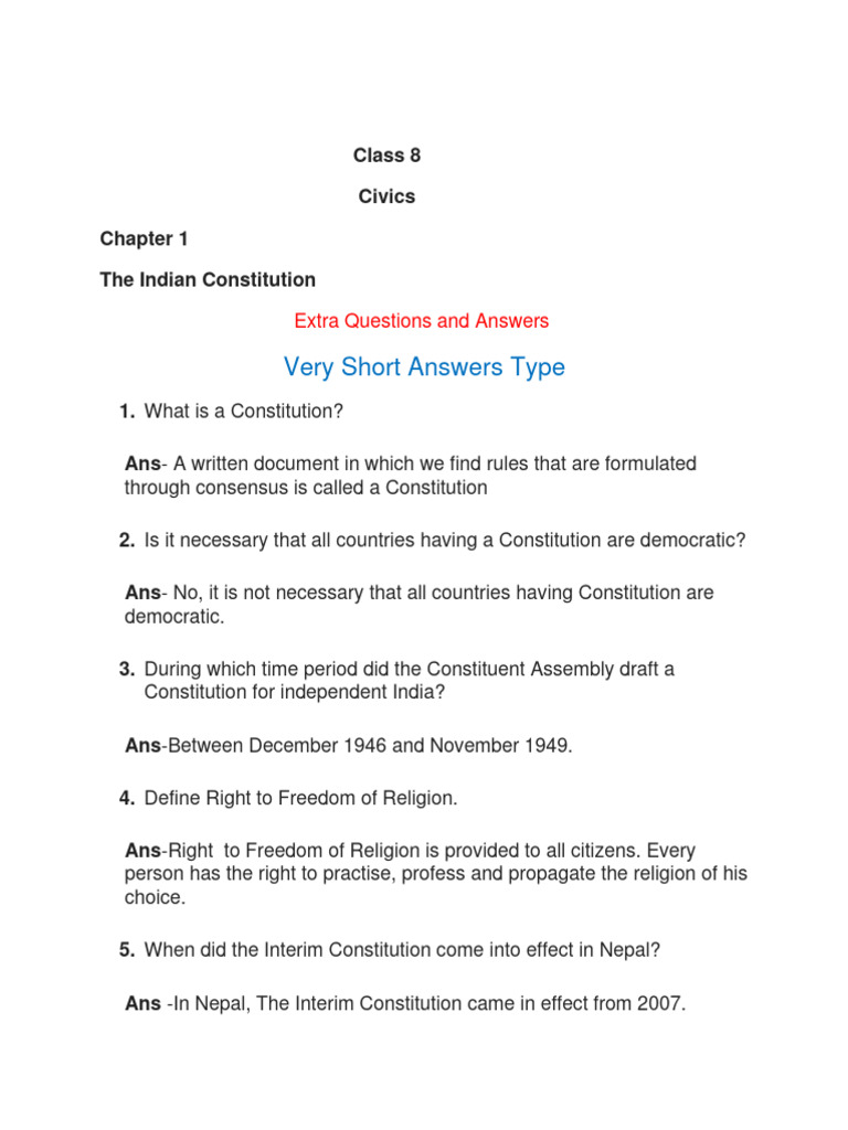 Class Note 8 Chapter 1 Civics | PDF | Separation Of Powers | Democracy