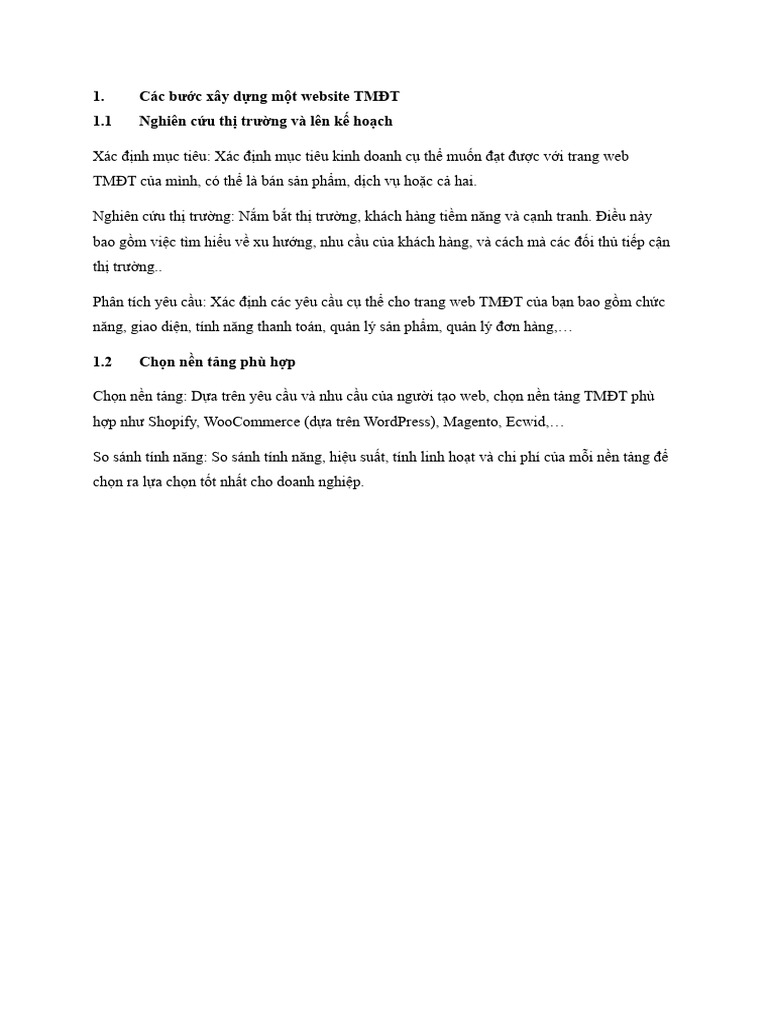 Các Bư C Xây D NG M T Website TMĐT | PDF
