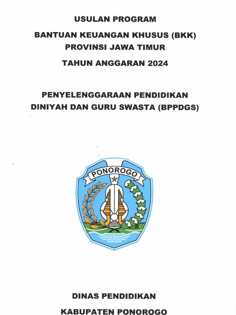 Proposal BK Propinsi BPPDGS 2024 - Sunggramdindik Ponorogo | PDF