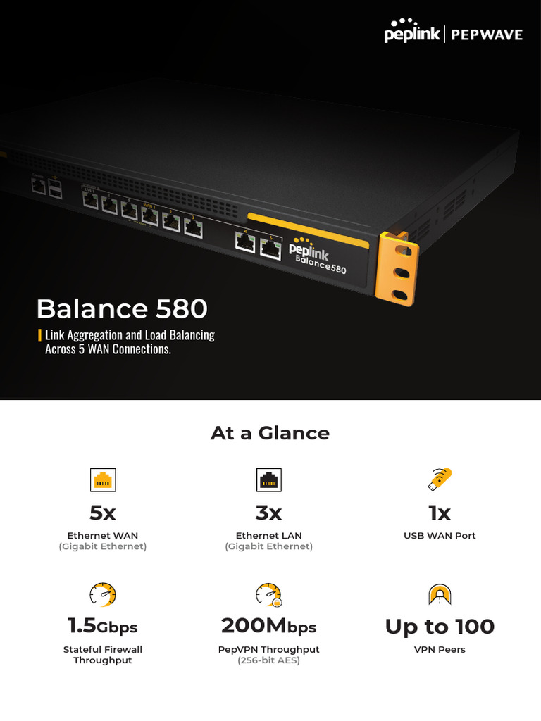 Peplink Balance 580 Datasheet | PDF | Information And Communications Technology | Computer ...