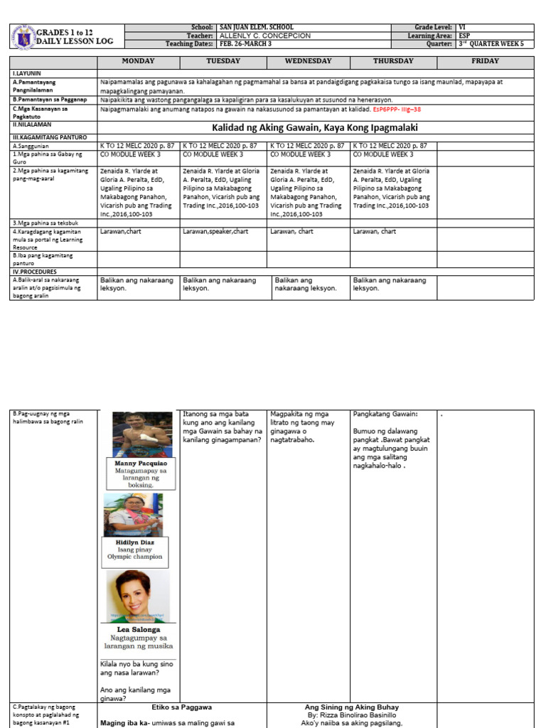 DLL - Esp 6 - Q3 - W5 | PDF