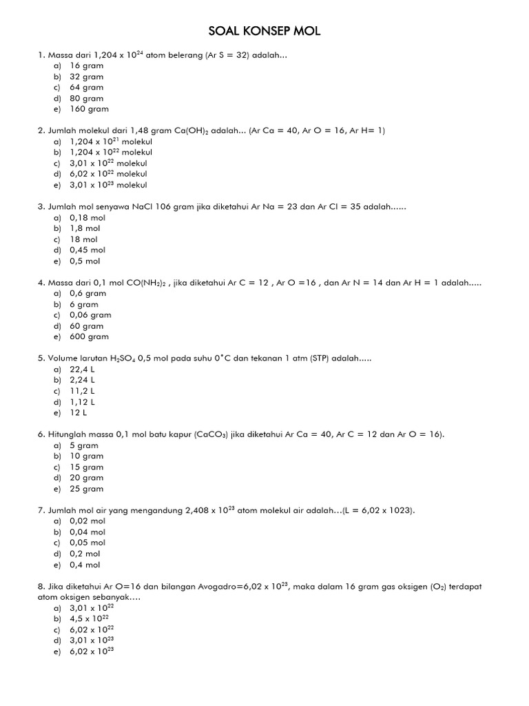 Soal Konsep Mol | PDF