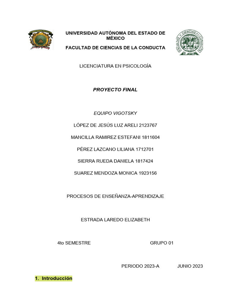 Proyecto P.E.a-versión Final | PDF | Enseñando | Aprendizaje