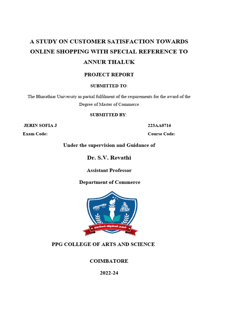 A Study On Customer Satisfaction | PDF | Online Shopping | E Commerce