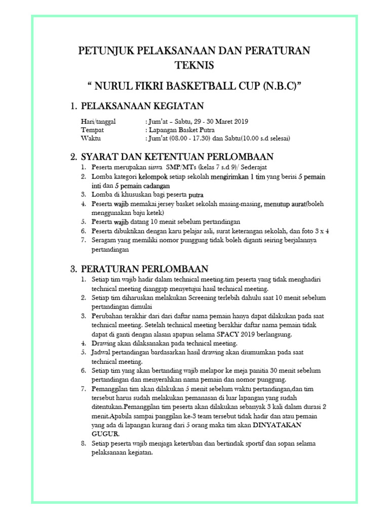 Juklak Juknis Lomba BASKET | PDF | Olahraga & Rekreasi