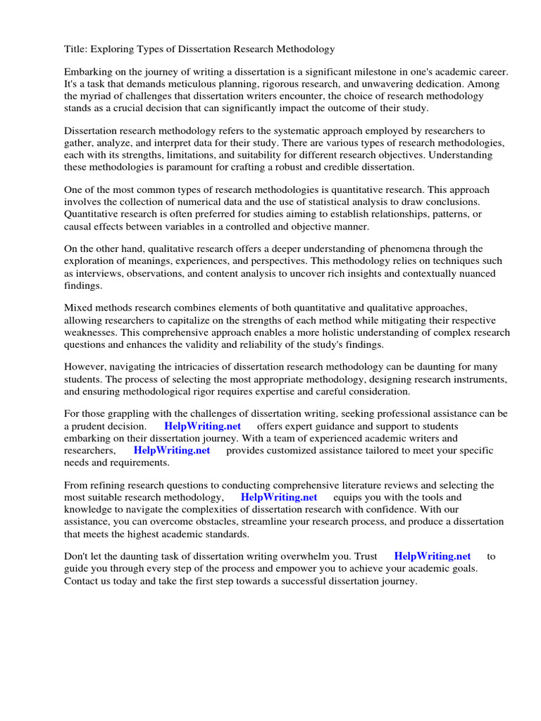 Types of Dissertation Research Methodology | PDF | Methodology ...
