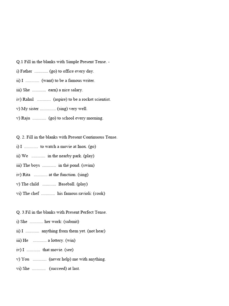 Tense Class 5 Pdf Grammatical Tense Grammar