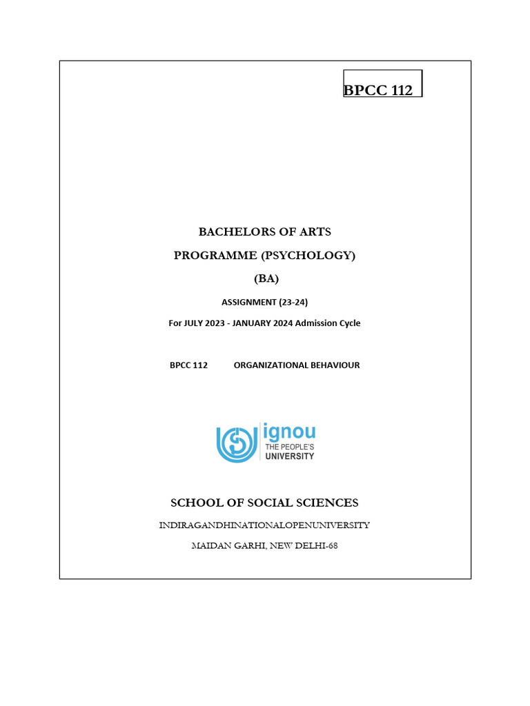 BPCC 112, 23-24 (E) | PDF | Performance Appraisal | Cognitive Science