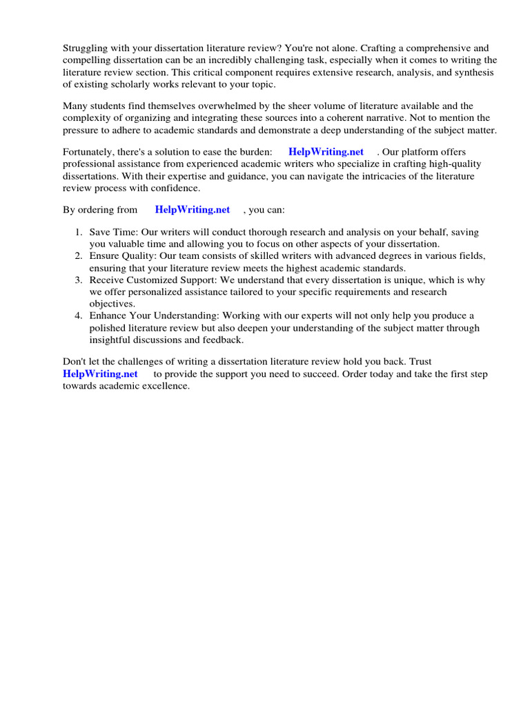 Free Sample Dissertation Literature Review | PDF | Thesis | Literature ...