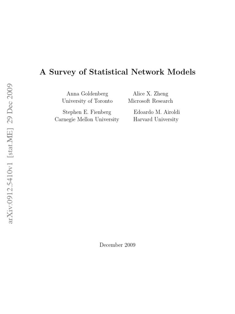 A Survey of Statistical Network Models | PDF