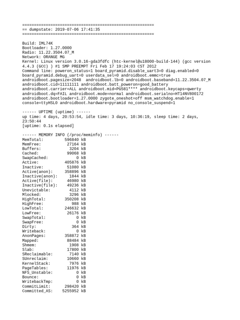 Bugreport 2019 07 06 17 41 35 | PDF | Operating System Families | Computer Science