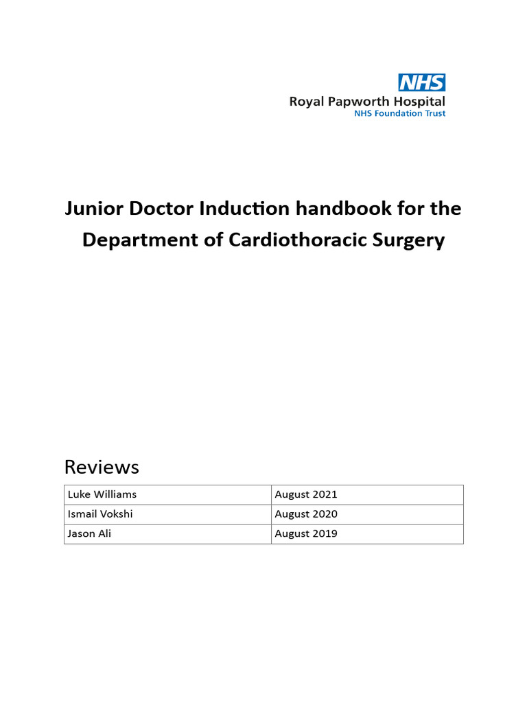 Surgical Junior Doctor Handbook | Download Free PDF | Cardiothoracic ...