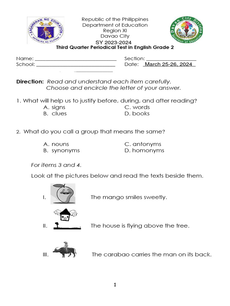 English G2 Third Q | PDF