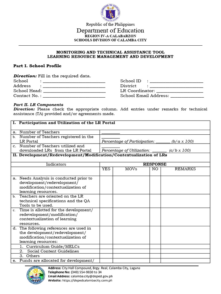 LR Monitoring and TA Tool Final | PDF