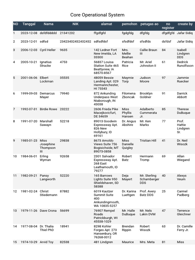 Core Operational System | PDF