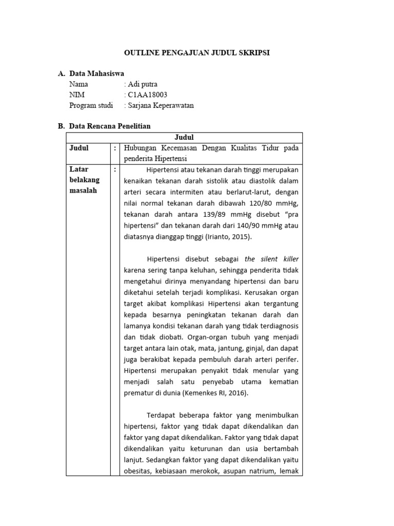 Outline Pengajuan Judul Skripsi | PDF
