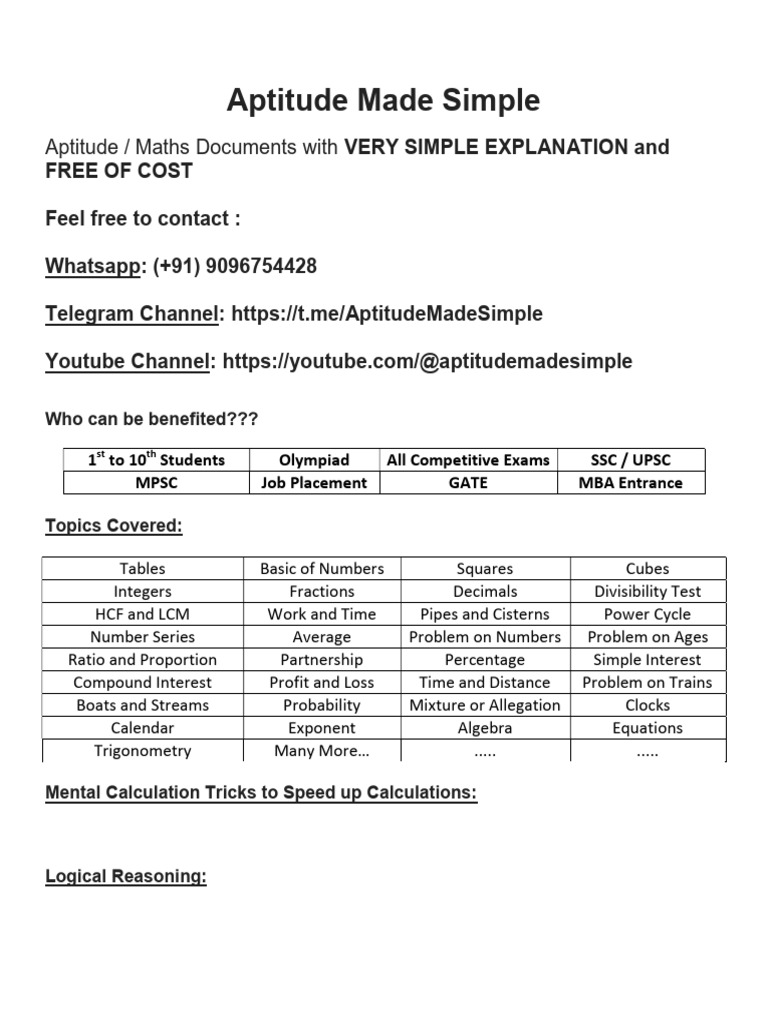 Aptitude Made Simple | PDF | Numbers | Mathematics