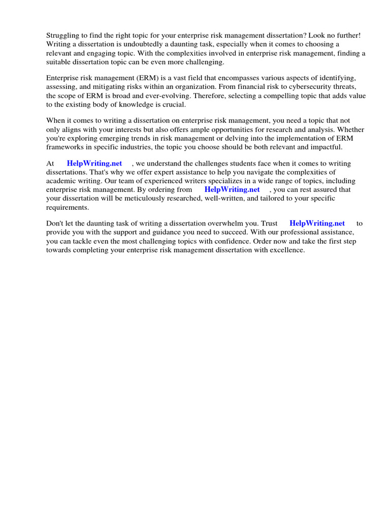 Enterprise Risk Management Dissertation Topics | PDF | Risk Management ...