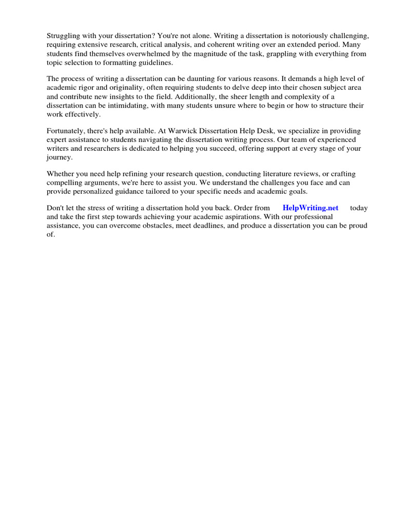 Warwick Dissertation Help Desk | PDF | Thesis | Biotechnology